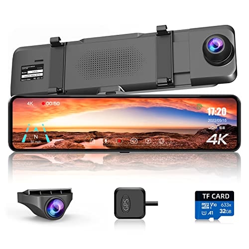 JOMISE 4K Mirror Dash Cam Front and Rear, Rearview Mirror Camera for Cars & Trucks with 11" IPS Touch Screen, Backup Camera with Type-C Connector/ Starvis Sensor/ Parking Monitor/Free 32GB Card-G814