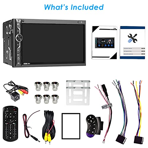 Double Din Car Multimedia System: 7 Inch HD Touchscreen Car Stereo Receiver β Bluetooth Car Radio MP5 Player with Mirror Link | Rear View Camera | MP3 | AM/FM | USB/SD/AUX | Steering Wheel Control