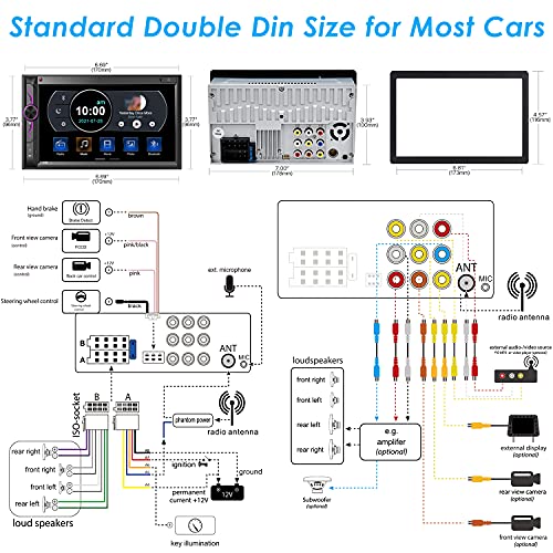 Double Din Car Multimedia System: 7 Inch HD Touchscreen Car Stereo Receiver β Bluetooth Car Radio MP5 Player with Mirror Link | Rear View Camera | MP3 | AM/FM | USB/SD/AUX | Steering Wheel Control