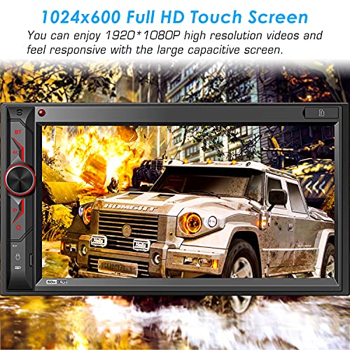 Double Din Car Multimedia System: 7 Inch HD Touchscreen Car Stereo Receiver β Bluetooth Car Radio MP5 Player with Mirror Link | Rear View Camera | MP3 | AM/FM | USB/SD/AUX | Steering Wheel Control