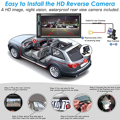 Double Din Car Multimedia System: 7 Inch HD Touchscreen Car Stereo Receiver β Bluetooth Car Radio MP5 Player with Mirror Link | Rear View Camera | MP3 | AM/FM | USB/SD/AUX | Steering Wheel Control