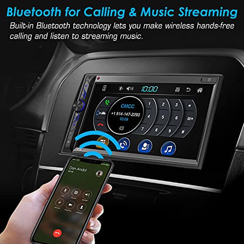 Double Din Car Multimedia System: 7 Inch HD Touchscreen Car Stereo Receiver β Bluetooth Car Radio MP5 Player with Mirror Link | Rear View Camera | MP3 | AM/FM | USB/SD/AUX | Steering Wheel Control