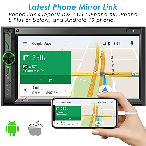 Double Din Car Multimedia System: 7 Inch HD Touchscreen Car Stereo Receiver β Bluetooth Car Radio MP5 Player with Mirror Link | Rear View Camera | MP3 | AM/FM | USB/SD/AUX | Steering Wheel Control