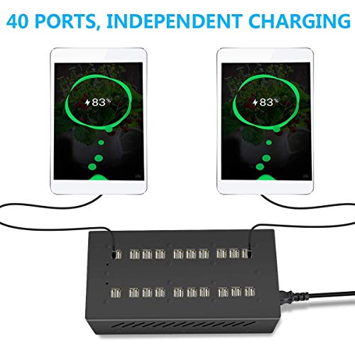 40 Ports USB Charging Station with Intelligent Protection,Multi Port USB Charger Wall Adapter with Power Cable for iPhone, iPad, Samsung…