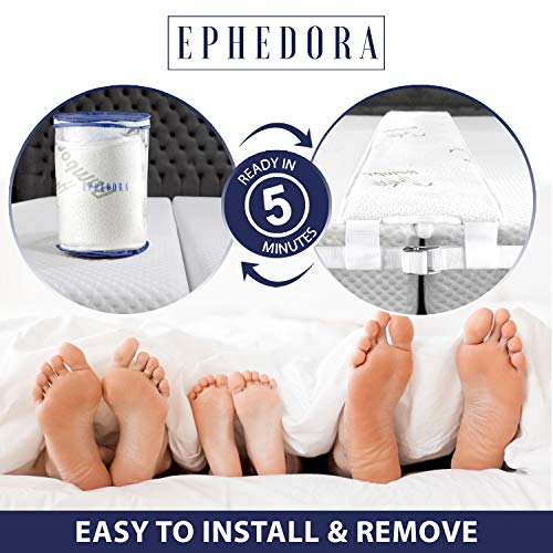 EPHEDORA 10" Extra Wide Bed Bridge Connector | Twin to King Converter Kit with Strap | Adjustable Mattress Connector for Bed | 25D Memory Foam | 10" Design | Non-Slip | Storage Bag Included