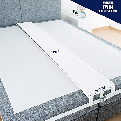EPHEDORA 10" Extra Wide Bed Bridge Connector | Twin to King Converter Kit with Strap | Adjustable Mattress Connector for Bed | 25D Memory Foam | 10" Design | Non-Slip | Storage Bag Included
