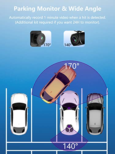Dash Cam Front and Rear, Mini Dash Cam 1080P Full HD with 32GB SD Card, 2.45 inch IPS Screen, 2 Mounting Ways, Night Vision, WDR, Accident Lock, Loop Recording, Parking Monitor, Motion Detection