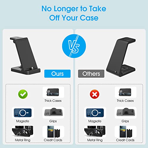 Foldable Charging Station for Apple Multiple Devices, 3 in 1 Fast Wireless Charger for Apple Watch Ultra/8/7/6/5/4/3/2/SE, Charging Dock Stand for iPhone 14/13/12/X/8/7/6 Series, AirPods Pro/3/2/1