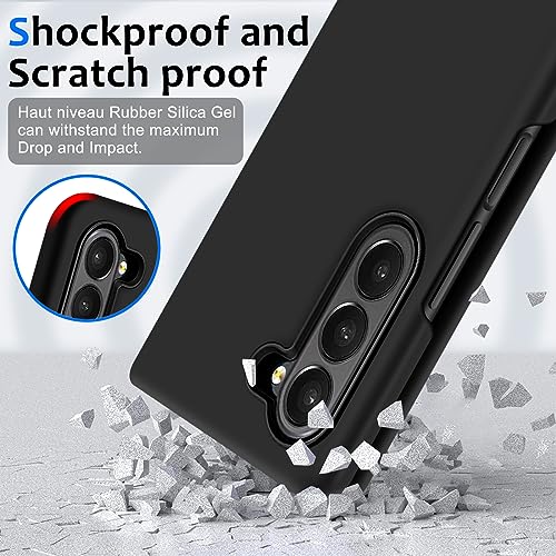 Z Fold 5 Liquid Silicone Case for Samsung Galaxy Z Fold5 5G, Slim Phone Case for Women Girls Soft Gel Rubber Ultra Thin Anti-Scratch Design Protective Cover for Samsung Z Fold 5 5G 7.6-inch (Black)