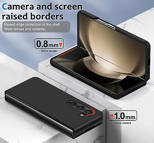 Z Fold 5 Liquid Silicone Case for Samsung Galaxy Z Fold5 5G, Slim Phone Case for Women Girls Soft Gel Rubber Ultra Thin Anti-Scratch Design Protective Cover for Samsung Z Fold 5 5G 7.6-inch (Black)