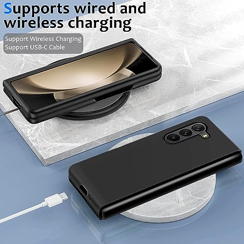 Z Fold 5 Liquid Silicone Case for Samsung Galaxy Z Fold5 5G, Slim Phone Case for Women Girls Soft Gel Rubber Ultra Thin Anti-Scratch Design Protective Cover for Samsung Z Fold 5 5G 7.6-inch (Black)