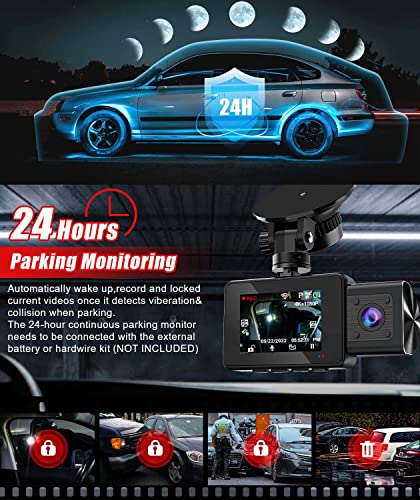 LAMONKE 4K Dash Cam with GPS, Front and Inside Dual 4K/1080P Dash Camera for Cars, Dashcam with WiFi, IR Night Vision Car Camera, 24/7 Recording Parking Mode, G-Sensor, WDR, 256GB Supported
