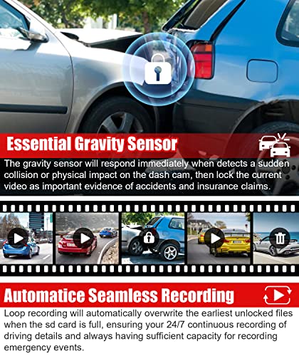 LAMONKE 4K Dash Cam with GPS, Front and Inside Dual 4K/1080P Dash Camera for Cars, Dashcam with WiFi, IR Night Vision Car Camera, 24/7 Recording Parking Mode, G-Sensor, WDR, 256GB Supported