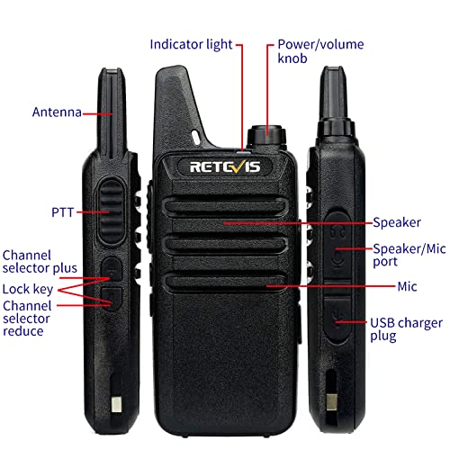 Retevis RT22 Two Way Radios (10 Pack) with Headset (10 Pack) ,Hands Free Long Rang Walkie Talkies with Six Way Multi Gang Charger Bundle with 2 Pin Adjustable Volume Headset with Mic
