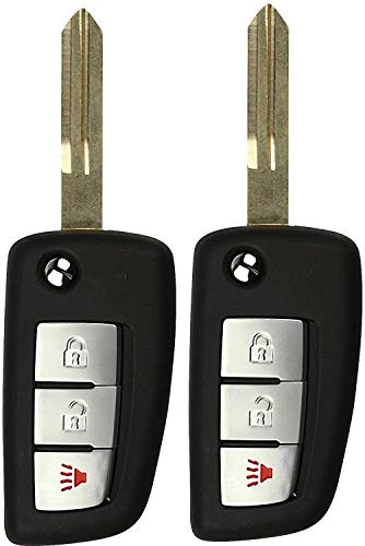 KeylessOption Keyless Remote Uncut Flip Key Fob for Nissan Frontier Murano Titan Versa Xterra Infiniti (DIY Program Included) Pack of 2