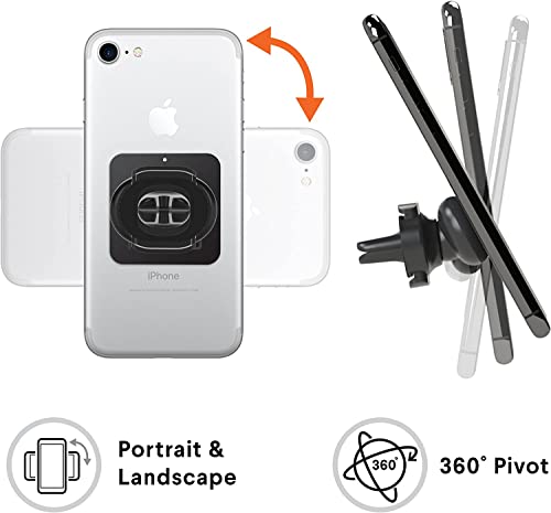 Kenu Airframe Magnetic Phone Car Mount for Air Vent - Portable Mobile Holder - 360 Degree Rotation - 6 Powerful Magnets with 1 Reusable Steel Plate - Use with Latest iPhones, Samsungs, and Androids