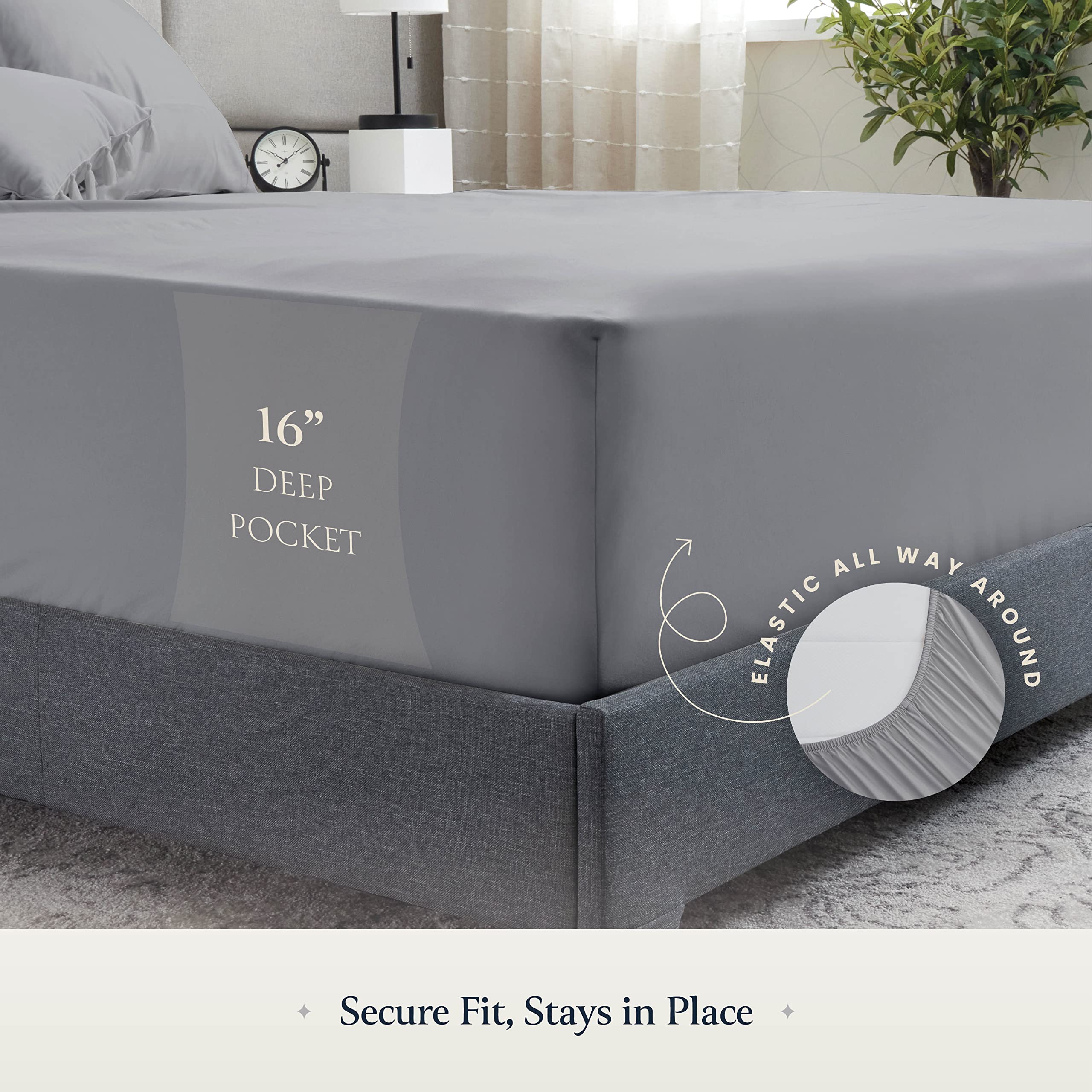 BELADOR Silky Soft Sheet Set - Luxury 4 Piece, for Twin Size Bed, Secure-Fit Deep Pocket Sheets with Elastic, Breathable Hotel Sheets and Pillowcase Set, Wrinkle Free Oeko-Tex Sheets