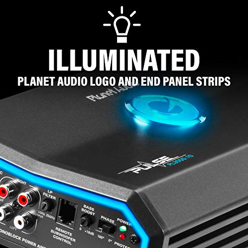 Planet Audio PL3000.1D Pulse Series Car Audio Amplifier – 3000 High Output, Monoblock, Class D, 1 Ohm Stable, Low Level Inputs, Low Pass Crossover, Mosfet Power Supply, Hook Up To Stereo and Subwoofer