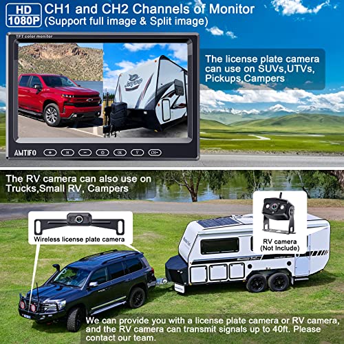 AMTIFO Wireless Backup Camera Car Truck HD 1080P 7 Inch Monitor Easy Install Rear View Camera System 2 Channels Color Night Vision A19