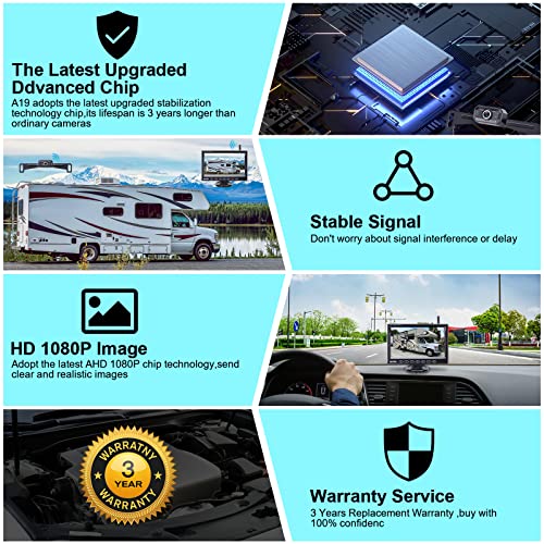 AMTIFO Wireless Backup Camera Car Truck HD 1080P 7 Inch Monitor Easy Install Rear View Camera System 2 Channels Color Night Vision A19