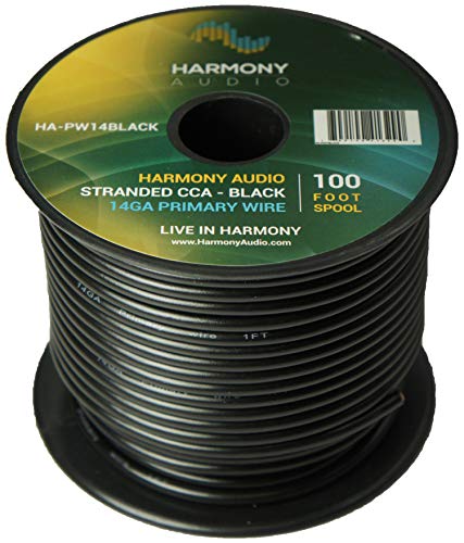 Harmony Audio Primary Single Conductor 14 Gauge Power or Ground Wire - 2 Rolls - 200 Feet - Red & Black for Car Audio/Trailer/Model Train/Remote