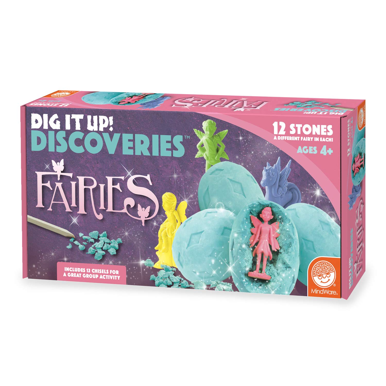 MindWare Dig It Up! Discoveries Fairies Dig Kit – 12 Surprise Eggs and 12 Fairies Toys for Girls & Boys - Great for Birthday Party Kids Activities - Ages 4 and Up