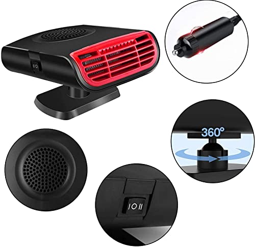 Portable Car Heater - 150W 12V Car Fan, 2 in1 Heating/Cooling Fan Plug-in Cigarette Lighte Car Heater Windshield Defroster Demister, Auto Defogger 360° Rotatable Fast Heating Quickly Defrost 2023.