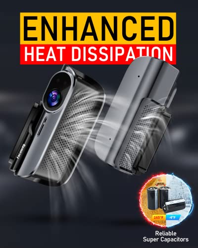 Dash Cam Front and Rear 4K Built-in 5GHz WiFi, Dual Dash Cam Front 4K/2K Rear 1080P Hidden Dash Camera for Cars, Super Night Vision, App Control, Supercapacitor, Parking Mode, G-Sensor, USB C Port