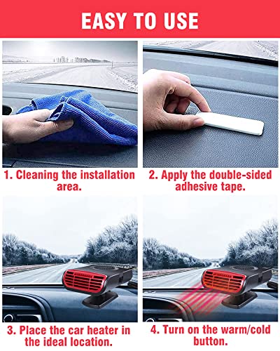 Portable Car Heater - 150W 12V Car Fan, 2 in1 Heating/Cooling Fan Plug-in Cigarette Lighte Car Heater Windshield Defroster Demister, Auto Defogger 360° Rotatable Fast Heating Quickly Defrost 2023.
