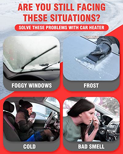 Portable Car Heater - 150W 12V Car Fan, 2 in1 Heating/Cooling Fan Plug-in Cigarette Lighte Car Heater Windshield Defroster Demister, Auto Defogger 360° Rotatable Fast Heating Quickly Defrost 2023.