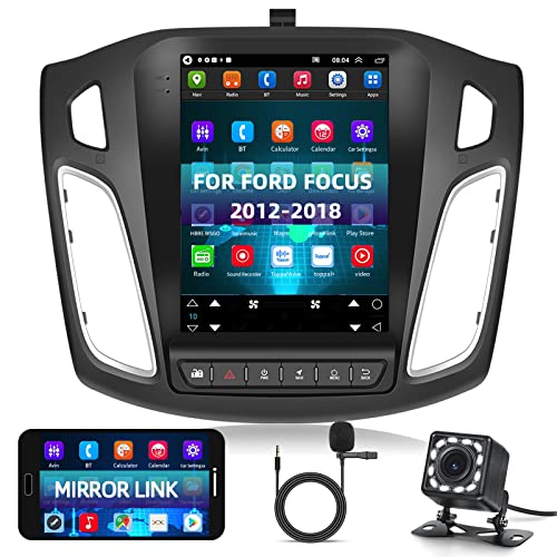 Android 10.1 Car Stereo 9.7 inch Radio for Ford Focus 2012-2018 Capacitive Touch Screen with iOS/Android Mirror Link WiFi GPS Navigation Bluetooth USB Multimedia Player Backup Camera SWC