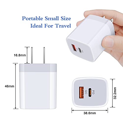 USB C Charger Block, 2Pack Dual Port USB C Wall Plug Charger Block Fast Charge Type C Wall Charger for iPhone 14 13 12 11 Pro Max, Samsung Galaxy S23 Ultra S22 S21 S20 S10, Pixel 7 Pro 6a 6 Pro 5 4 XL