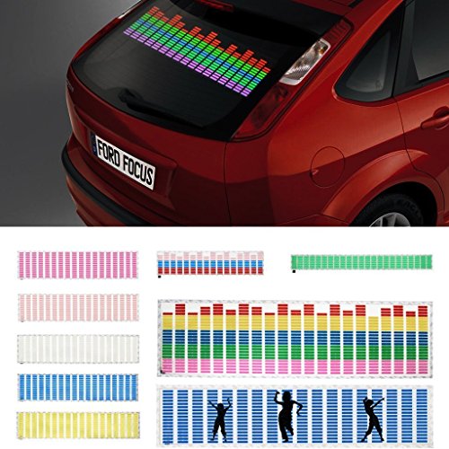 DIYAH Auto Sound Music Beat Activated Car Stickers Equalizer Glow LED Light Audio Voice Rhythm Lamp 45cm X 11cm / 18in X 4.5in (Blue)