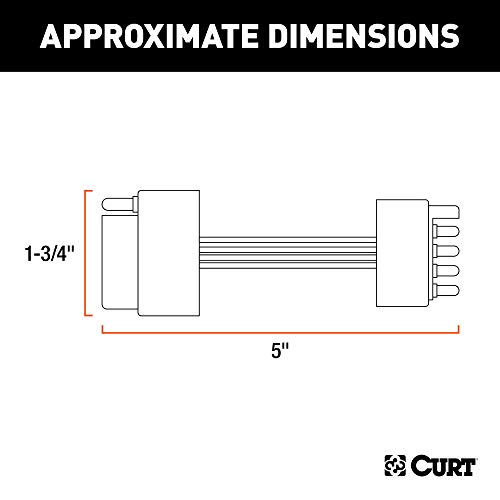 CURT 57187 4-Way to 5-Way Flat Adapter for Boat Trailer Surge Brakes , Black
