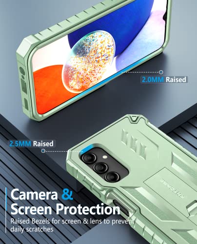FNTCASE for Samsung Galaxy A14-5G Case: Dual-Layer Protective Textured Shockproof Rugged TPU Cover with Kickstand | Military Grade Drop Protection | Heavy Duty Cell Phone Protector(Lime Green)