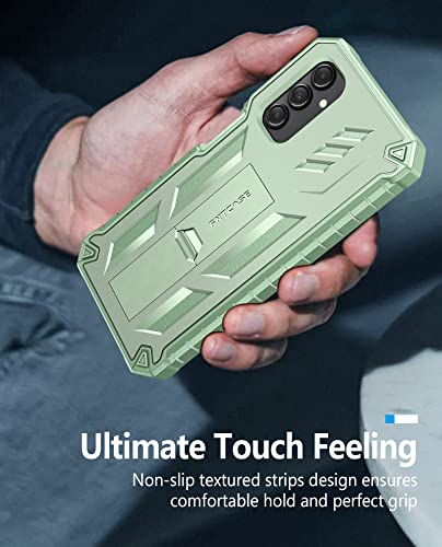 FNTCASE for Samsung Galaxy A14-5G Case: Dual-Layer Protective Textured Shockproof Rugged TPU Cover with Kickstand | Military Grade Drop Protection | Heavy Duty Cell Phone Protector(Lime Green)
