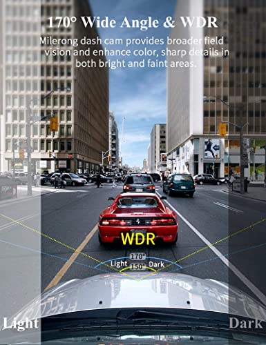 Milerong Dash Camera for Cars, FHD 1080P Mini Dash Cam with Super Night Vision, Portable Dash Cam Front, Small Dash Cam with Parking Mode, Loop Recordinng, Motion Detection,WDR, G-Sensor