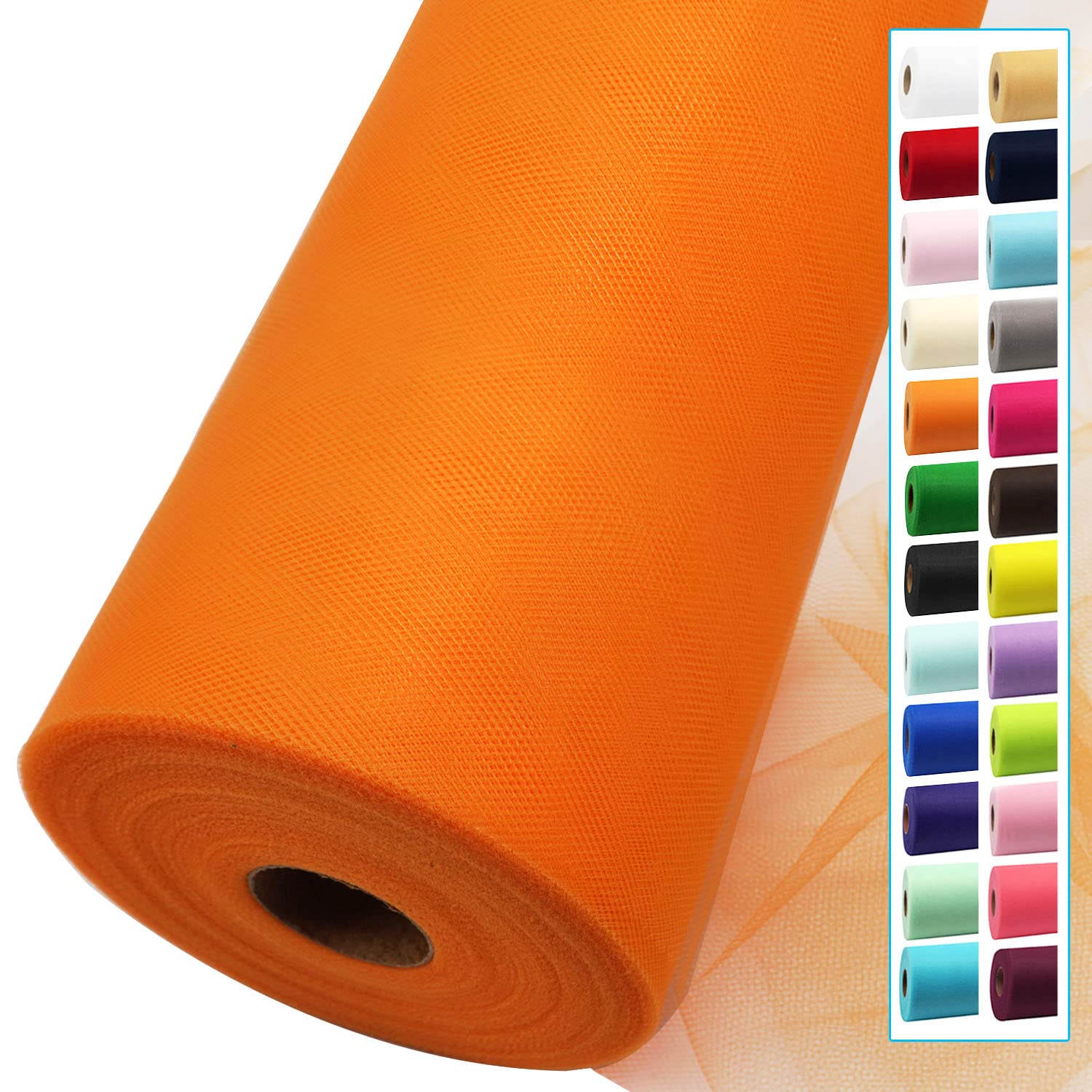 Orange Tulle Fabric Rolls 54 Inch by 40 Yards Tulle Bolt Spool for Wedding Decorations DIY Halloween Tutu Baby Shower Table Skirt Ceiling Decor Birthday Party Craft Supplies