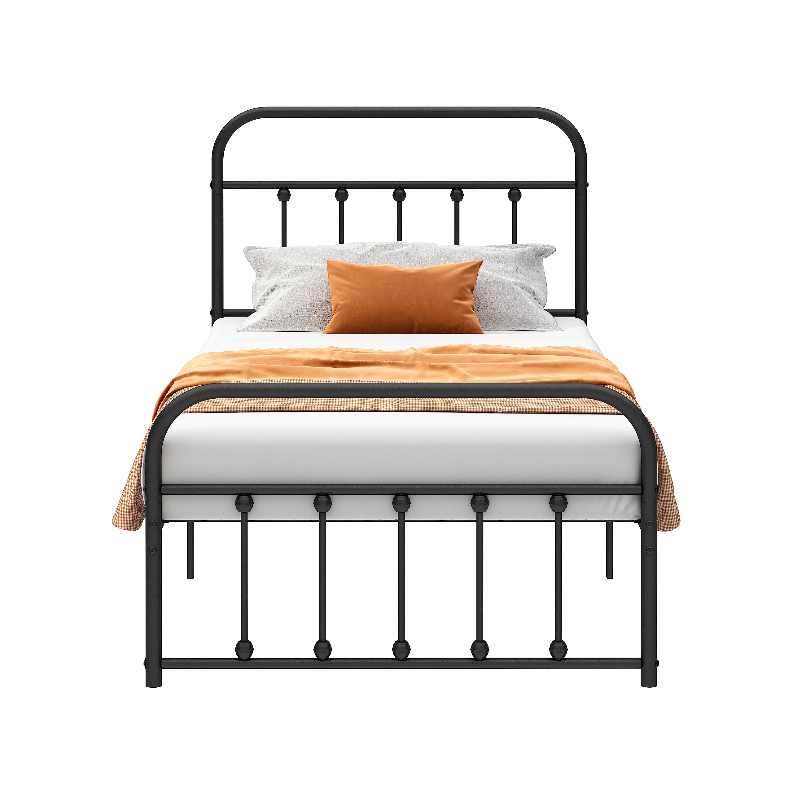 Closadin Classic Metal Platform Bed Frame with Heaboard and Footboard,Strong Metal Slats Support,No Box Spring Needed,Easy Assembly,Twin Size,Black