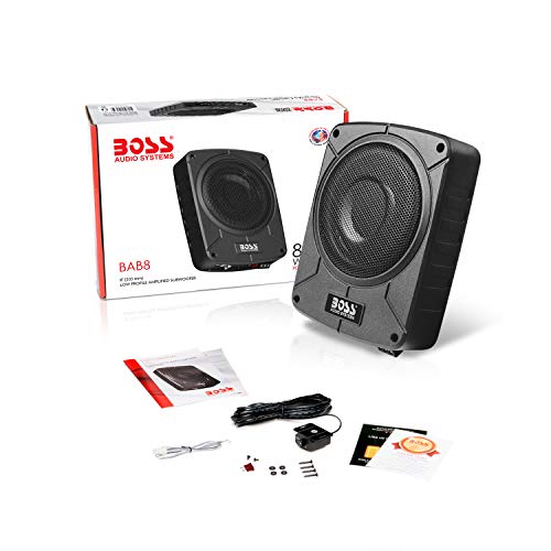 BOSS Audio Systems BAB8 Amplified Car Subwoofer - 800 Watts Max Power, Low Profile, 8 Inch Subwoofer, Remote Subwoofer Control, Great for Vehicles That Need Bass But Have Limited Space