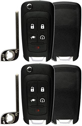 KeylessOption Keyless Entry Car Remote Start Key Fob Shell Case Button Pad Cover for 2011-2015 Chevy Volt OHT05918179 (Pack of 2)