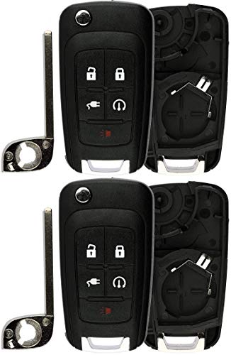 KeylessOption Keyless Entry Car Remote Start Key Fob Shell Case Button Pad Cover for 2011-2015 Chevy Volt OHT05918179 (Pack of 2)