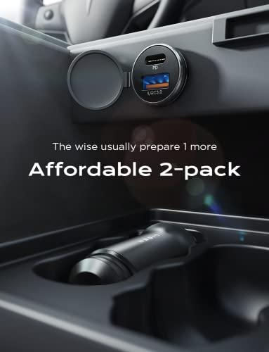 2-Pack USB C Car Charger Fast Charge, 48W Car Cigarette Lighter USB Charger[Mini&Metal], LISEN USBC Fast Car Charger Adapter Compatible with iPhone 14 Pro Max Plus 13 12, iPad Pro, Samsung, Pixel