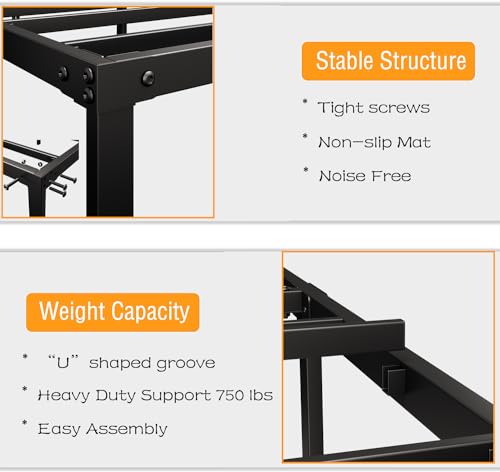 DERYONI 14 inch Twin Size Bed Frame No Box Spring Needed Heavy Duty Metal Twin Platform Bed Frame Steel Slat Support 750lbs Easy Assembly Noise Free Black Bed Frame Twin