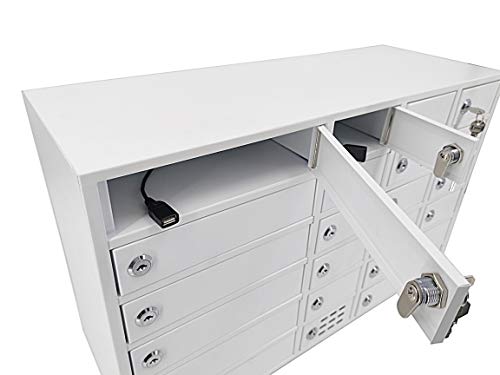 FixtureDisplays® 24-Slot Cellphone USB Charging Station Lockers Assignment Mail Slot Box 24 W x 15 H x 9" D Big (8.2") and Small (4.4") Slots 15255