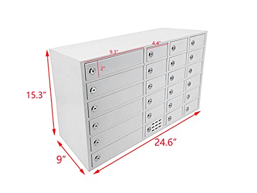 FixtureDisplays® 24-Slot Cellphone USB Charging Station Lockers Assignment Mail Slot Box 24 W x 15 H x 9" D Big (8.2") and Small (4.4") Slots 15255