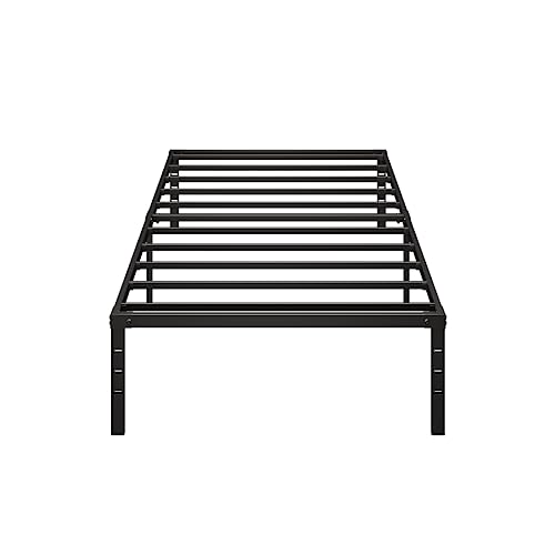DERYONI 14 inch Twin Size Bed Frame No Box Spring Needed Heavy Duty Metal Twin Platform Bed Frame Steel Slat Support 750lbs Easy Assembly Noise Free Black Bed Frame Twin