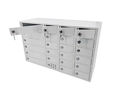FixtureDisplays® 24-Slot Cellphone USB Charging Station Lockers Assignment Mail Slot Box 24 W x 15 H x 9" D Big (8.2") and Small (4.4") Slots 15255