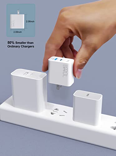 70W USB C Charger, GaN Charger PD USB C Fast Charger 2 Ports Power Adapter Foldable (Works with 65W) Compatible with MacBook Pro, Dell, Huawei, Xiaomi, iPhone 13/14, iPad Pro, Galaxy S22