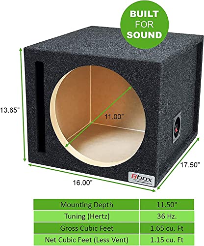Bbox 12SVSC Single Vented 12 Inch Subwoofer Box - Premium Subwoofer Box Improves Audio Quality, Sound & Bass - Car Subwoofer Boxes & Enclosures with Nickel Finish Terminals